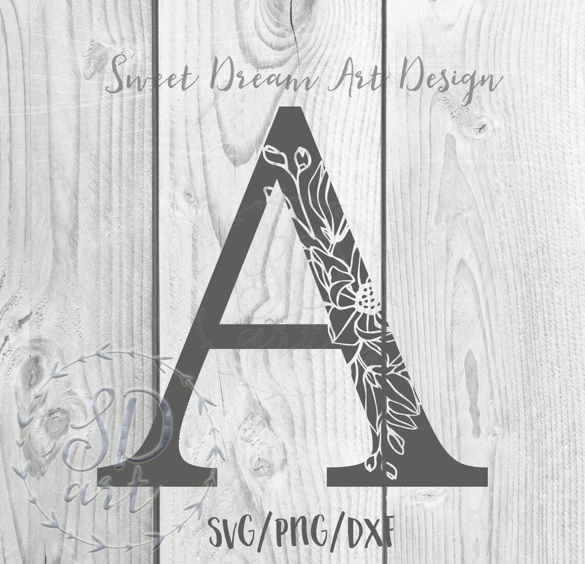 Floral letter A svg Monogram letter svg Decorative Initial | Etsy