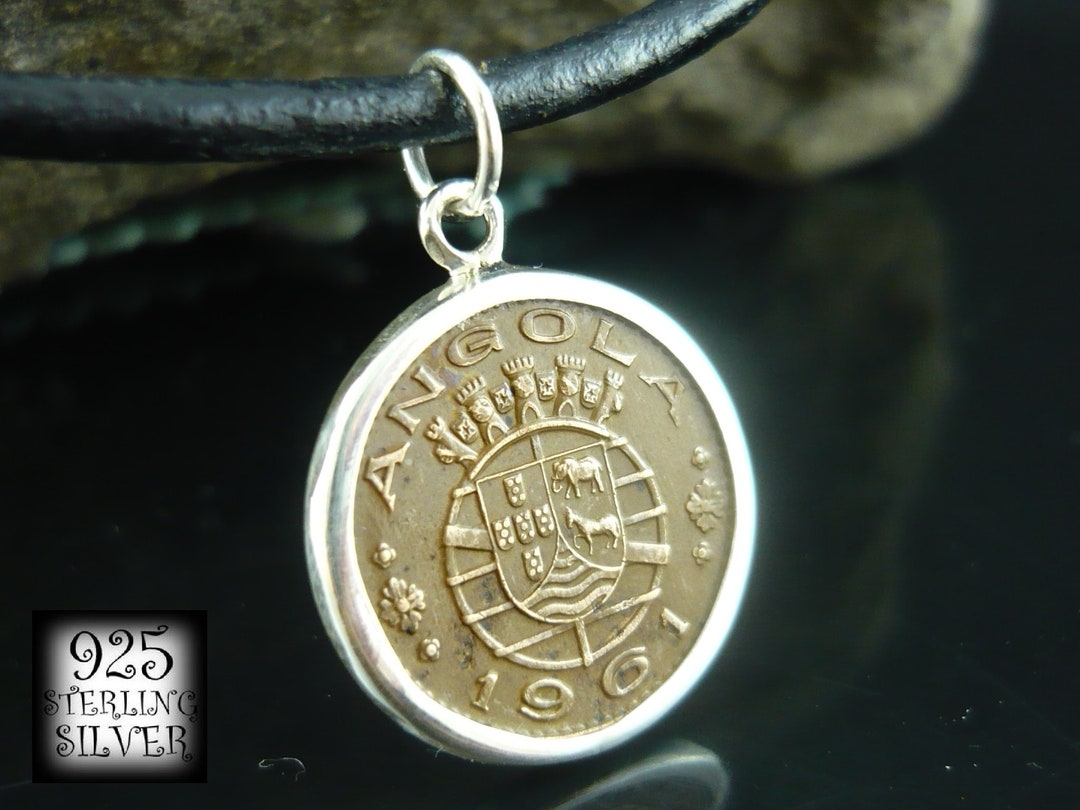 Pendant Coin Angola 1961 * 925 Sterling Silver * Birthday Gift * Gift ...