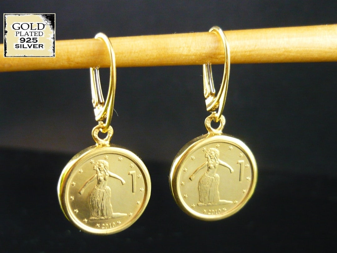 Cook Islands Coin Earrings 2010 Copper-plated Steel Coins Gold-plated ...