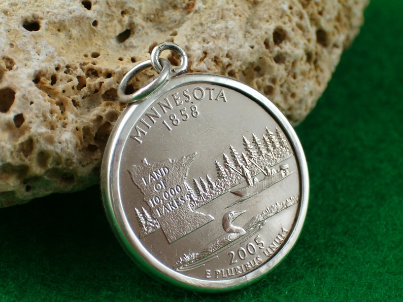 Pendant Coin US Minnesota State 1858 925 Sterling Silver | Etsy