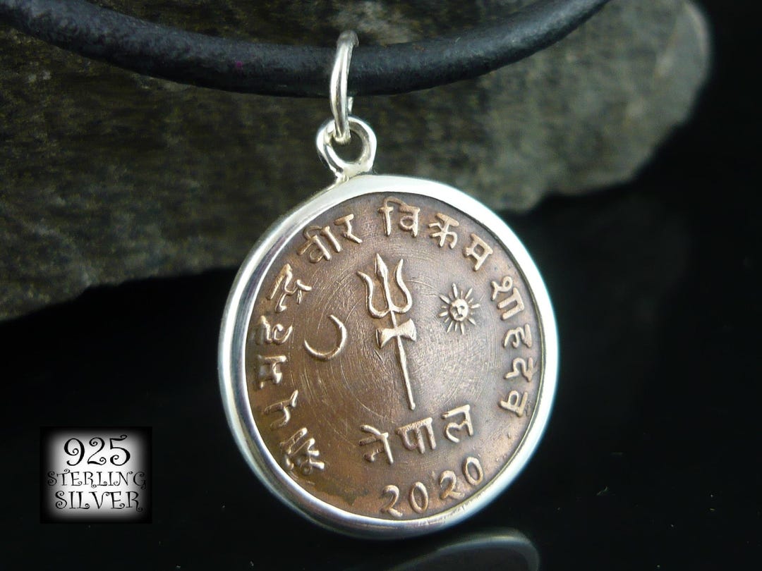 Pendant Nepal 1963 * Silver Ag 925 * Original Coin Bronze * for ...