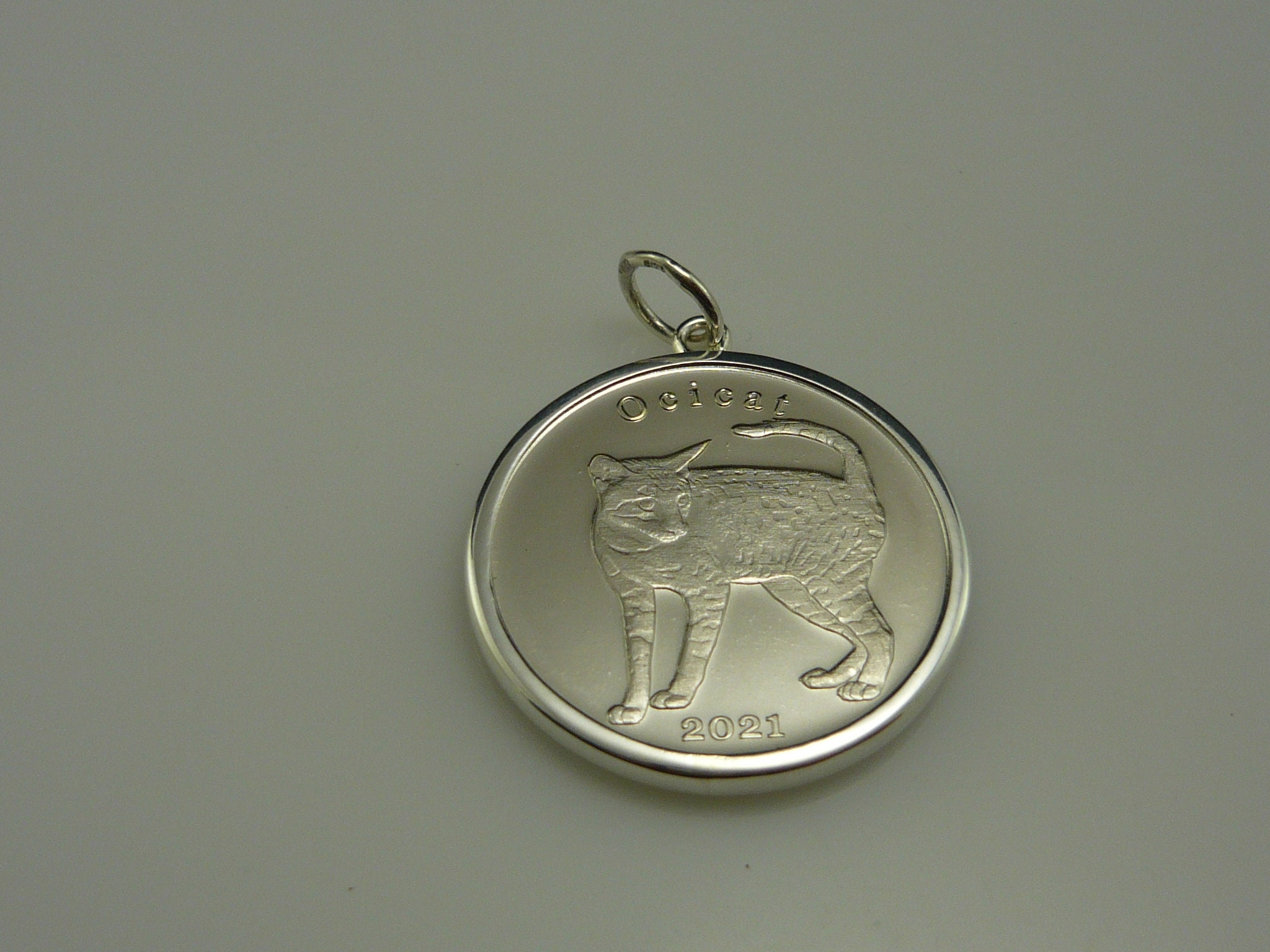 Cat Ocelot Pendant Copper-nickel Coin Silver Ag 925 - Etsy