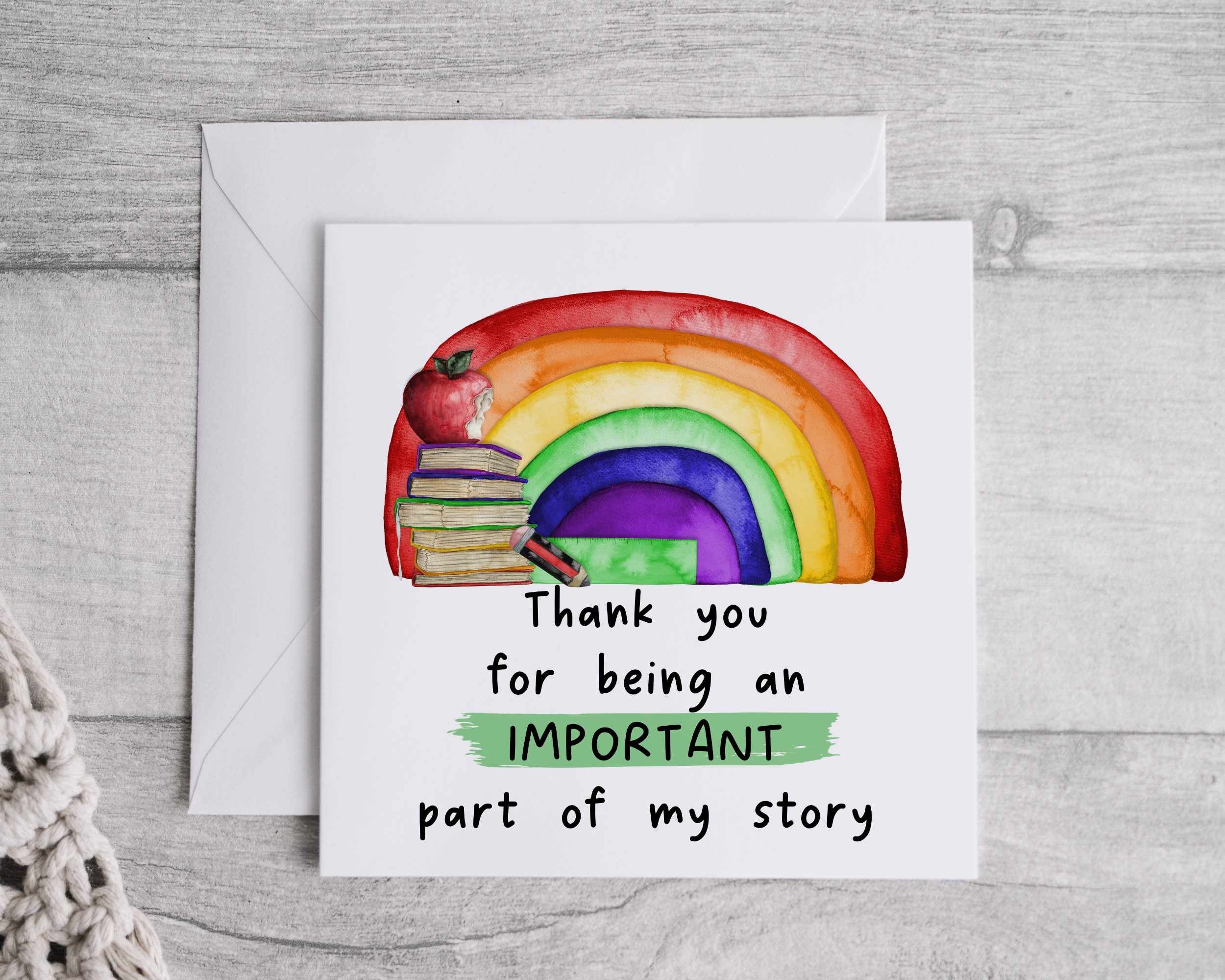 Thank You for Being Part of My Story Card Teacher Thank You Card, Best ...