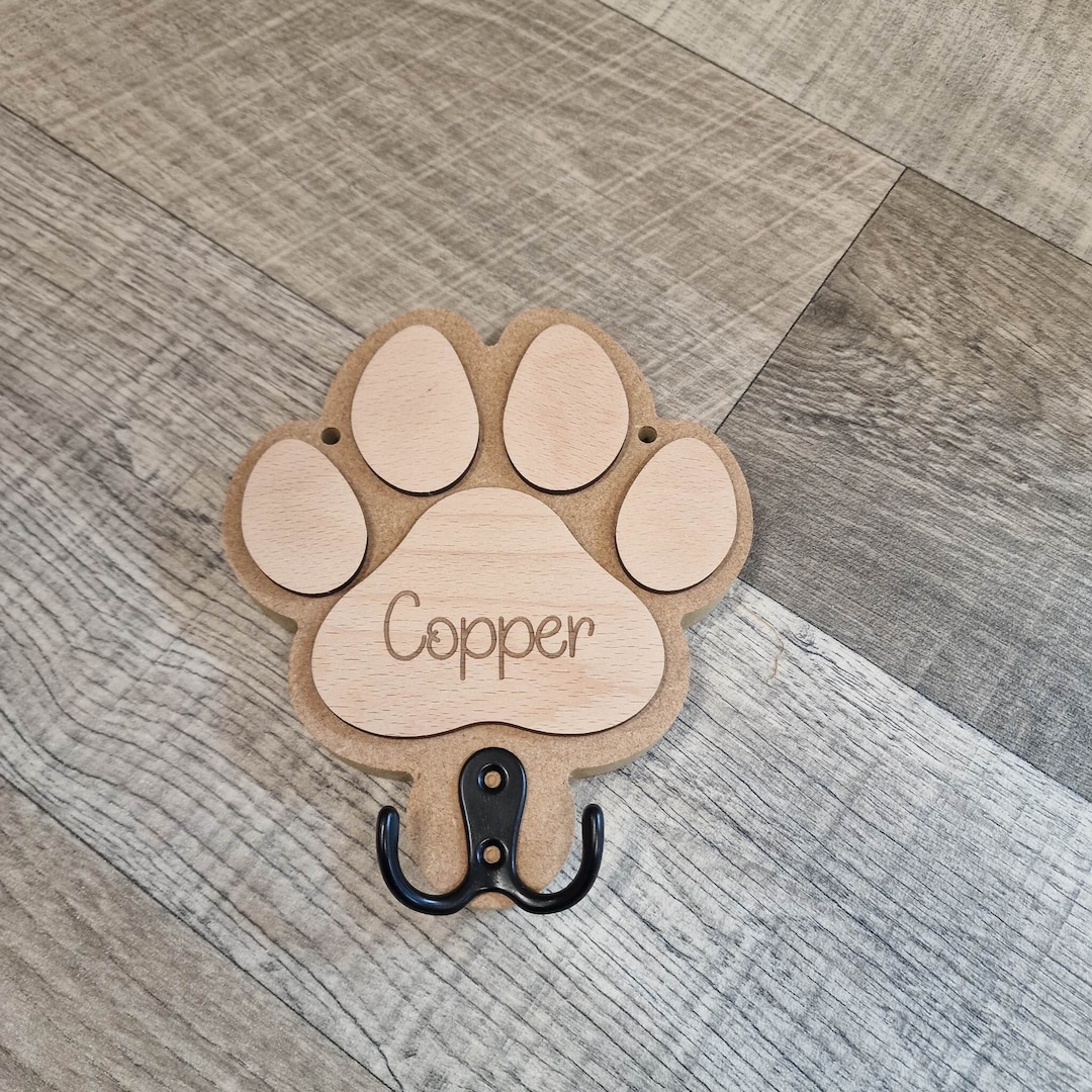 Personalized Dog Lead Hook - Paw & Bone Design - Etsy UK