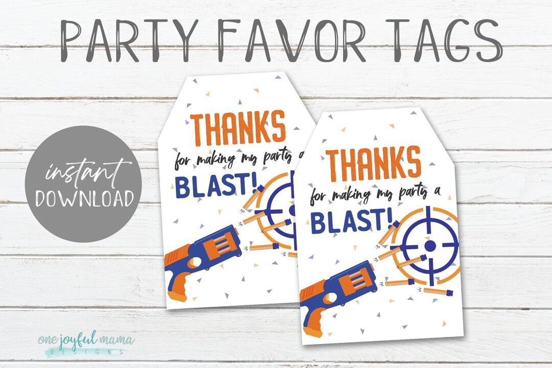 Nerf Birthday Party Favor Tags - Boys Birthday Party - DIY Printable ...