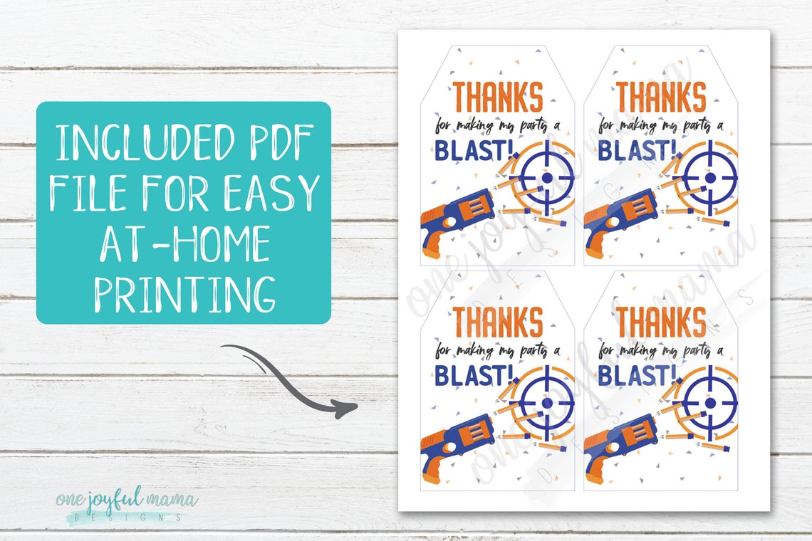 Nerf Birthday Party Favor Tags - Boys Birthday Party - DIY Printable ...
