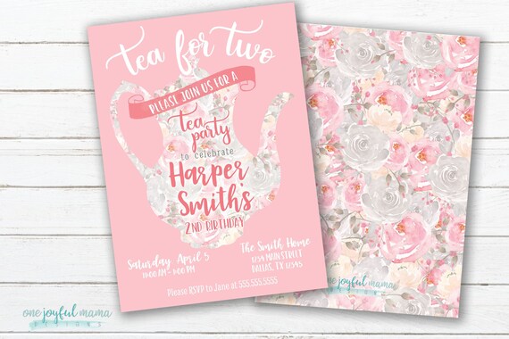 TEA PARTY Birthday Invitation Tea for Two Tea for Three - Etsy
