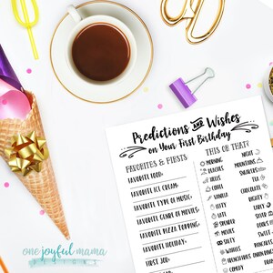 First Birthday Party Predictions - Questionnaire Activity Game - Gift ...