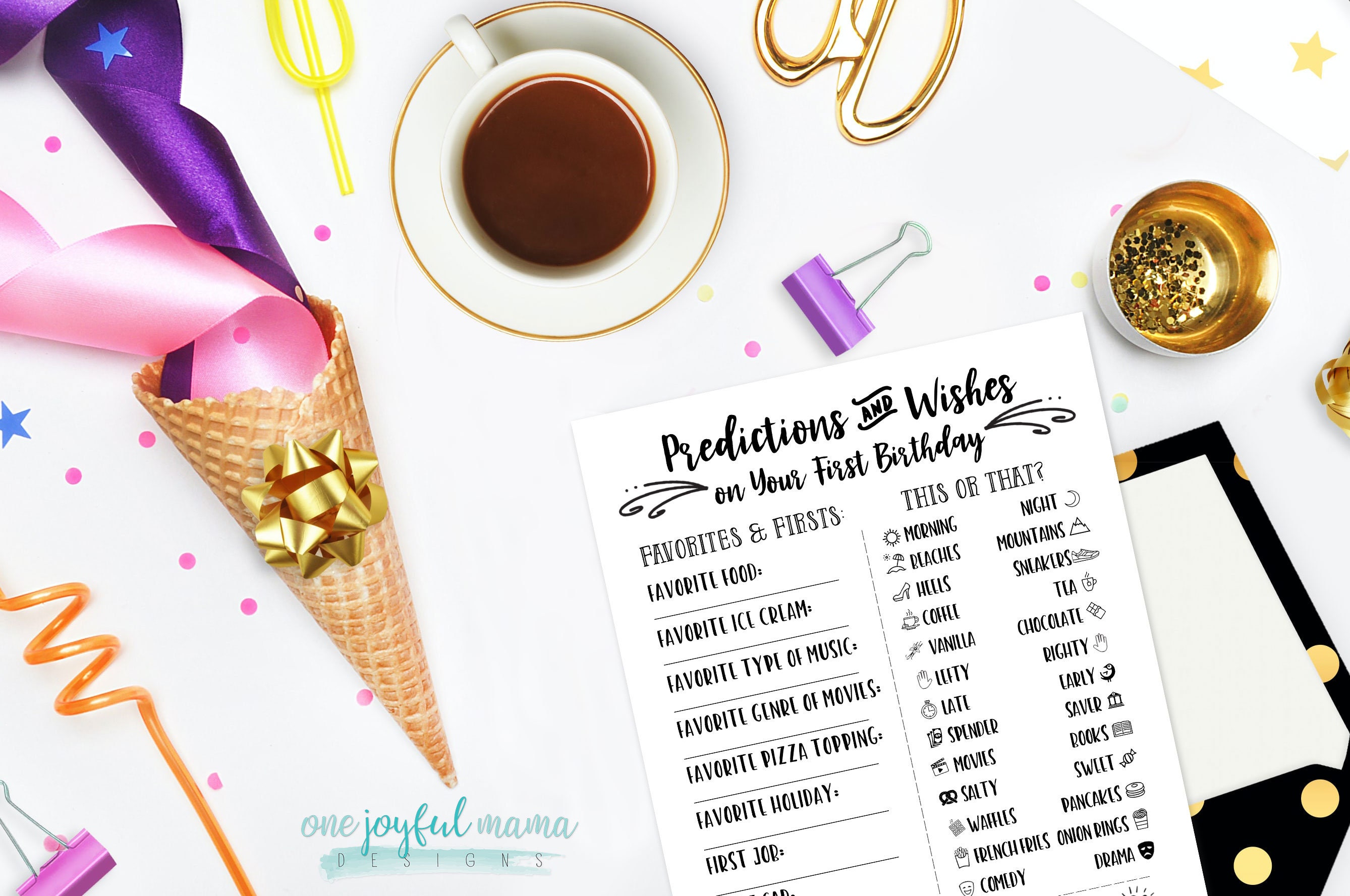 First Birthday Party Predictions - Questionnaire Activity Game - Gift ...