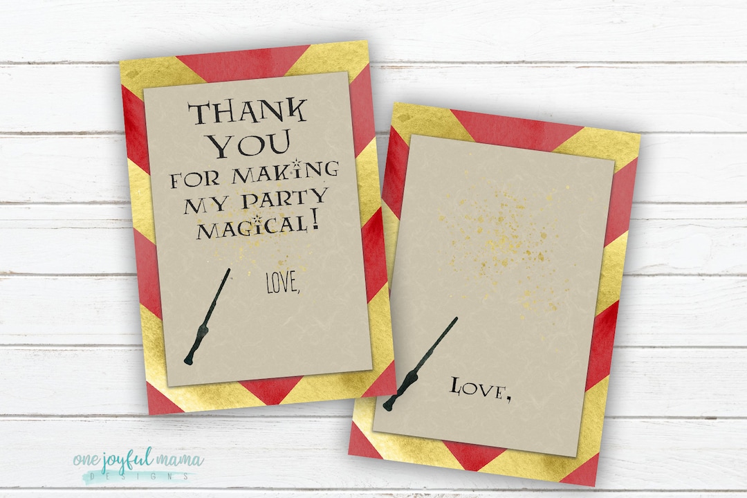 The Chosen One Wizard Birthday Party Thank You Card - Magical Thank You ...