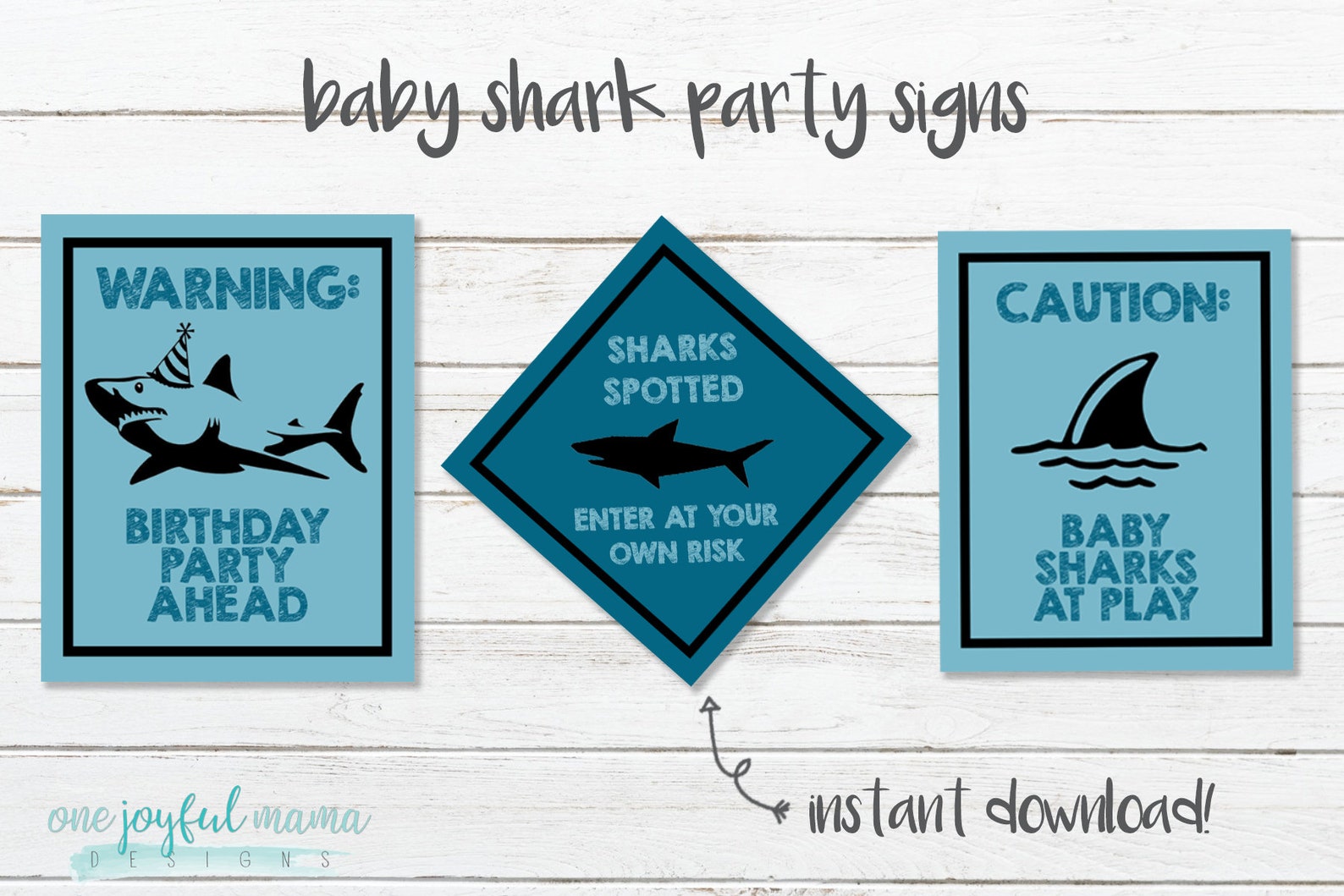 Baby Shark Birthday Party Decorations Signs - Instant Download Digital ...