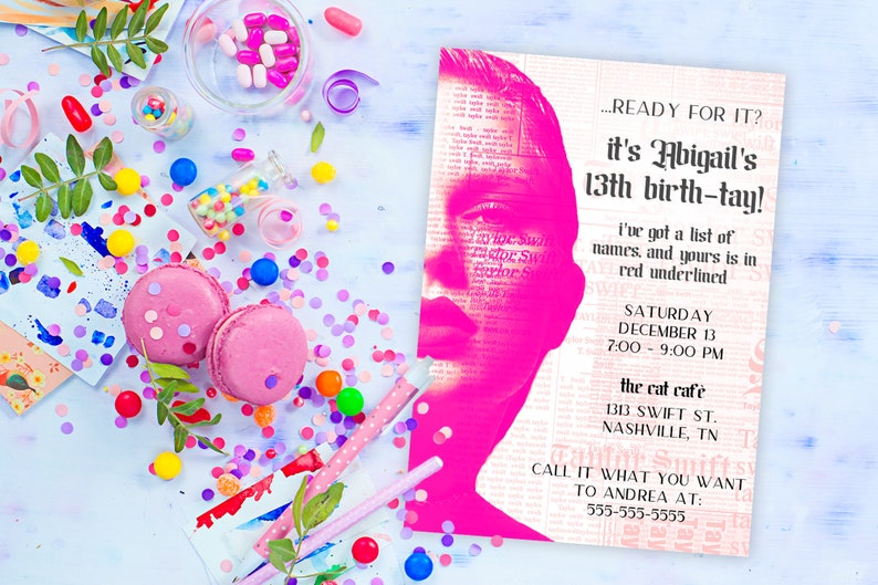 Taylor Swift Themed Birth-tay Party Invitation | Reputation Inspired ...