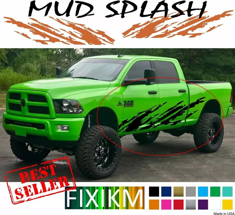 MUD Splash Off-road Graphics for Jeep, Any Trucks, Cars Large Side ...