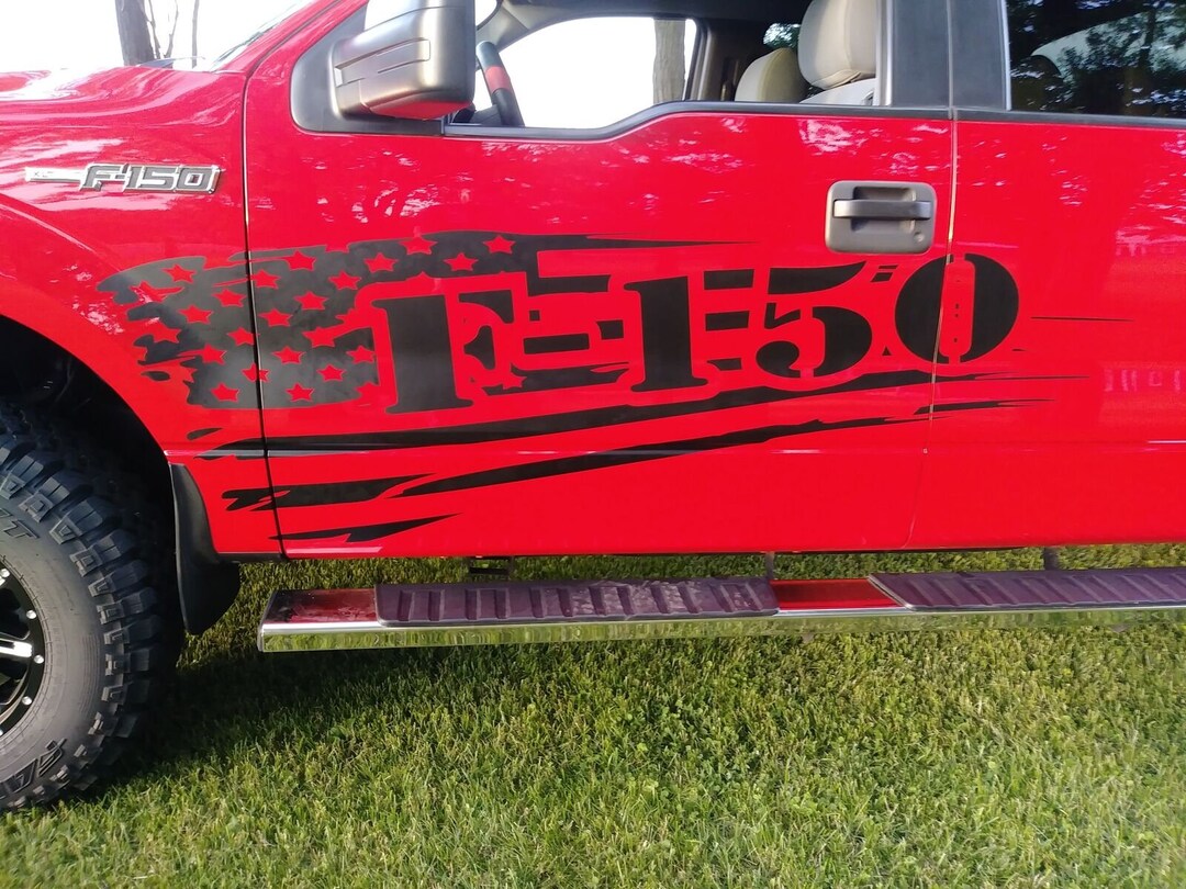 For Ford F-150 Large American Flag Graphics Vinyl Decal for Left and ...