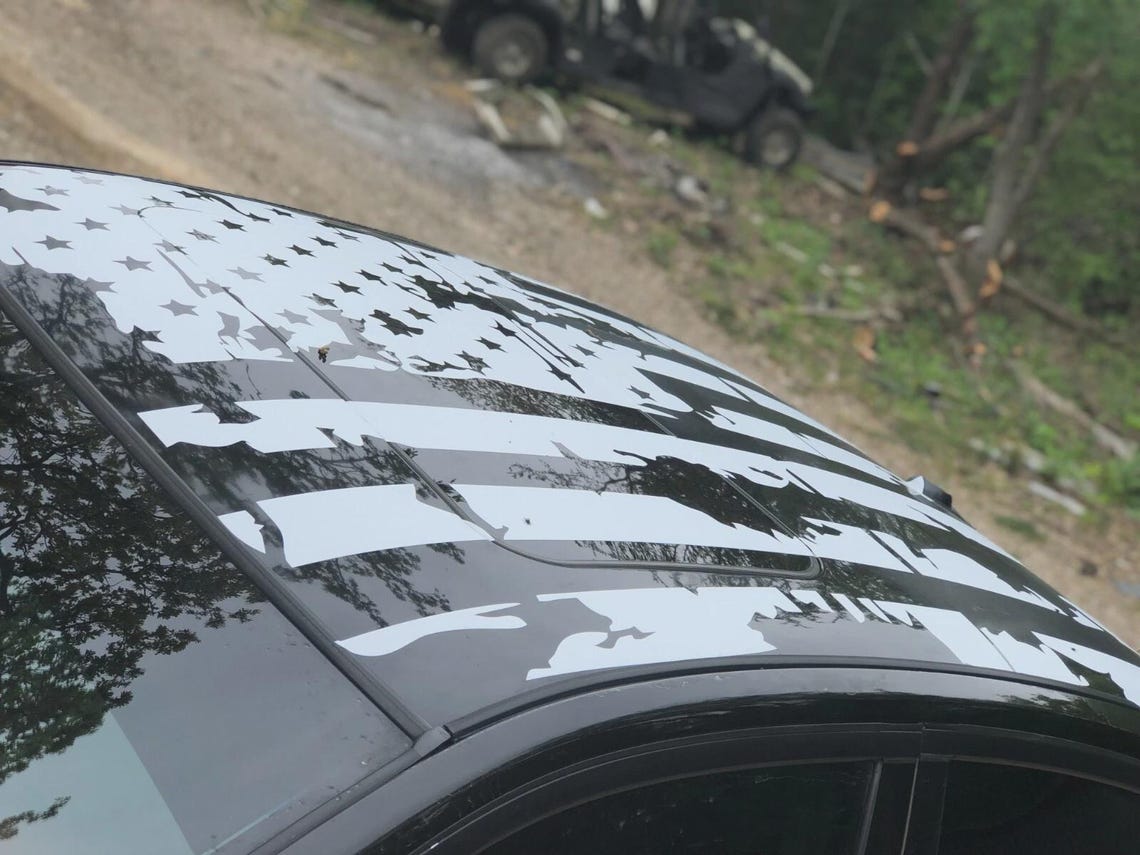 Large American Flag Vinyl Decal Graphics on Roof Hood Tailgate Truck or ...