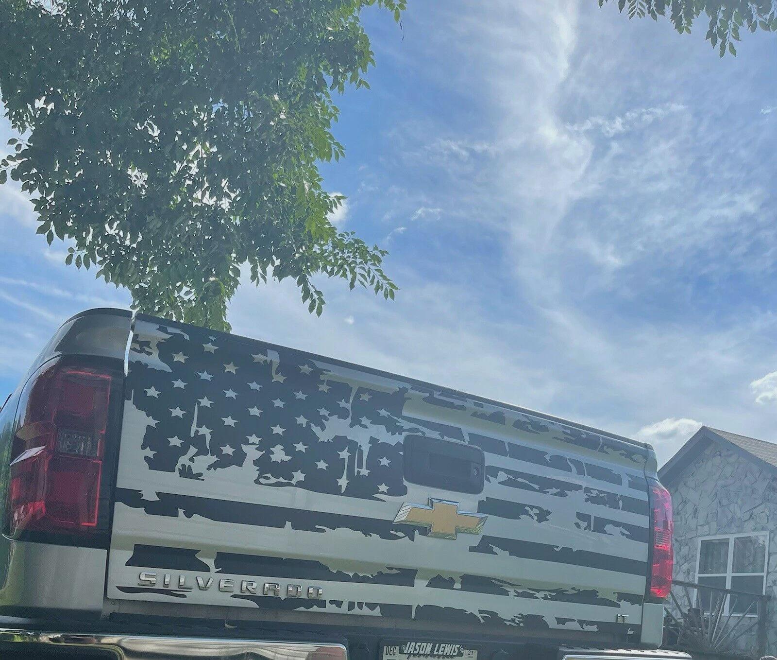 Large American Flag Vinyl Decal Graphics on Roof Hood Tailgate Truck or ...