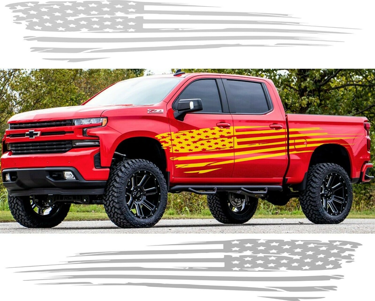 For Chevy Silverado AMERICAN FLAG Graphics on Both Side ANY - Etsy