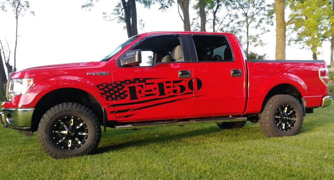 Large American Flag Graphics Vinyl Decal for Ford F-150 F150 Left and ...