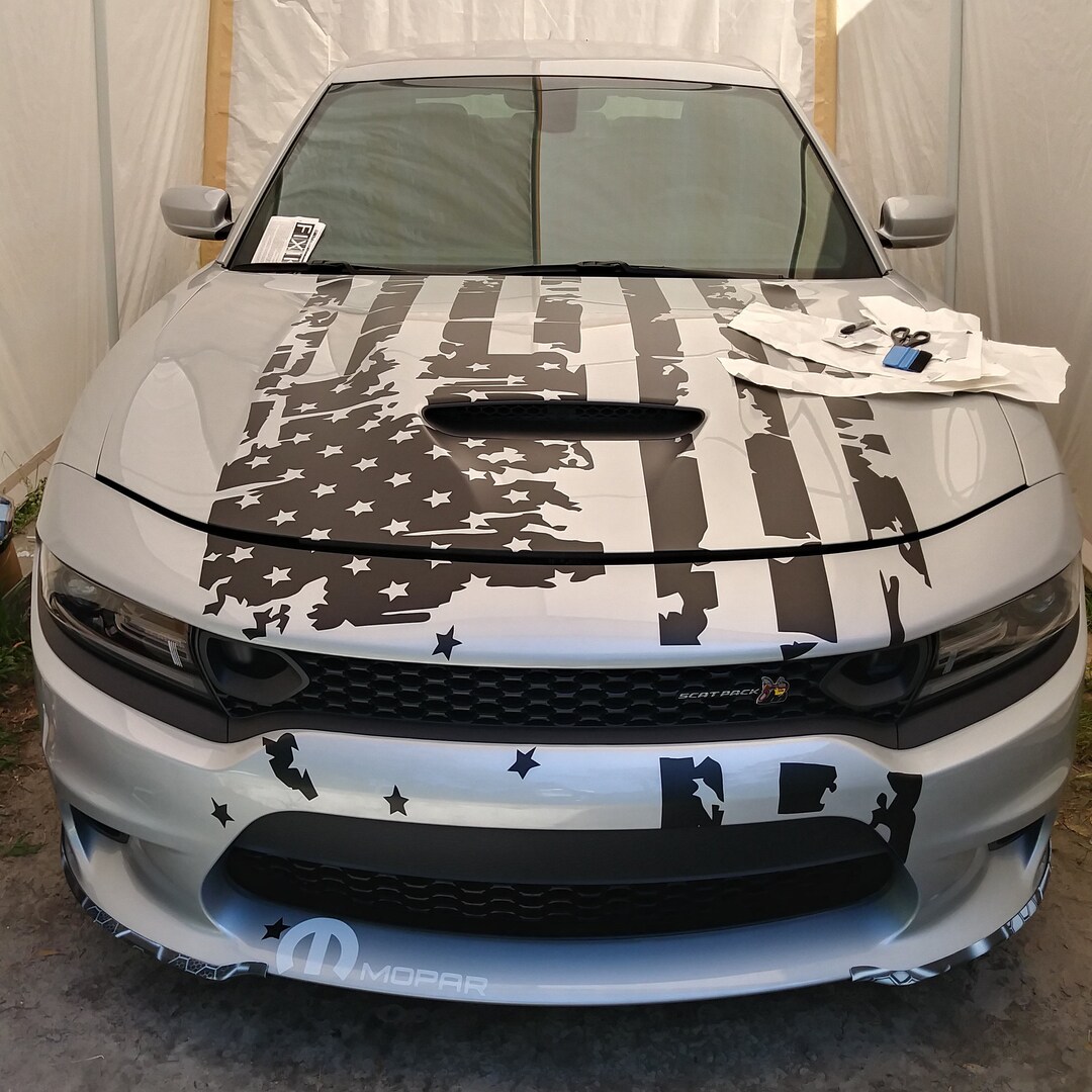 Large AMERICAN FLAG Vinyl Decal Sticker for Hood or Roof ANY Custom ...