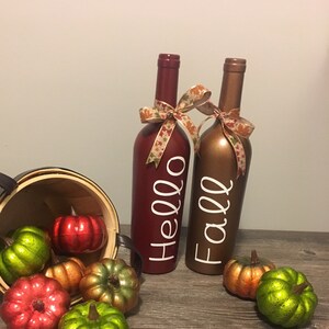 Hello Fall Wine Bottle Decor, Fall, Home Decor, Decor, Autumn, Wine ...