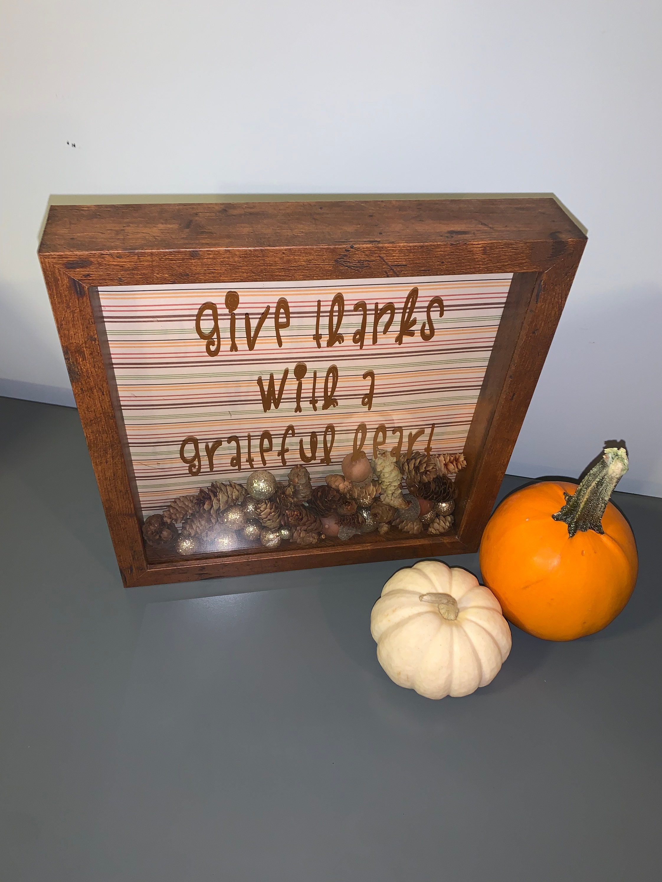 Give Thanks Shadow Box, Thanksgiving Decor, Fall Decor, Home Decor ...