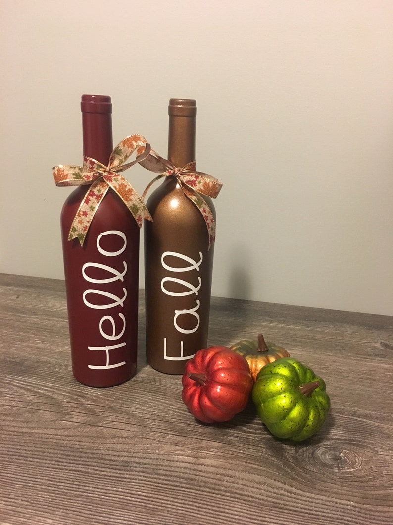 Hello Fall Wine Bottle Decor, Fall, Home Decor, Decor, Autumn, Wine ...