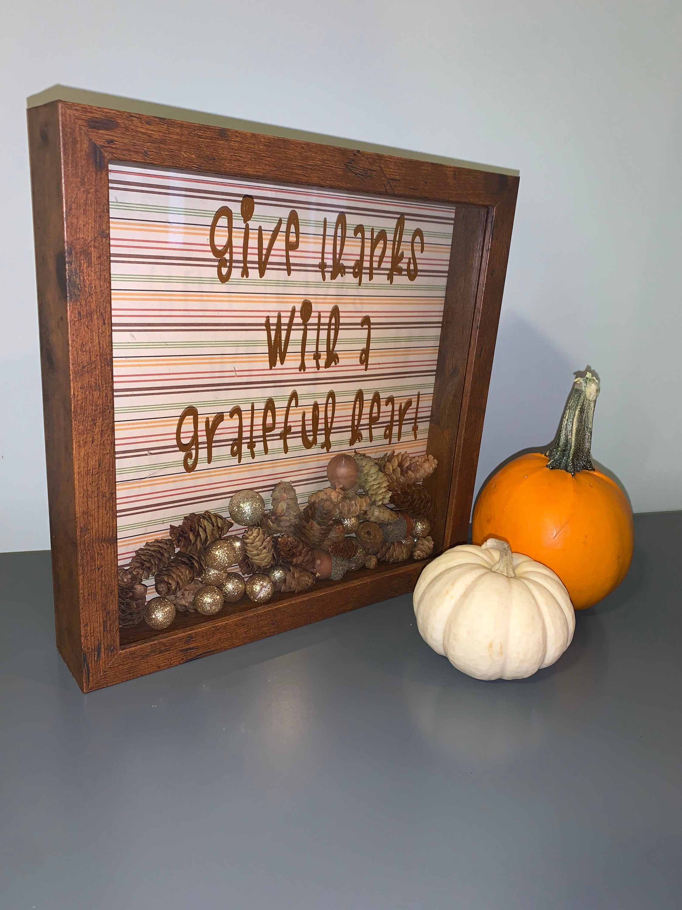 Give Thanks Shadow Box, Thanksgiving Decor, Fall Decor, Home Decor ...