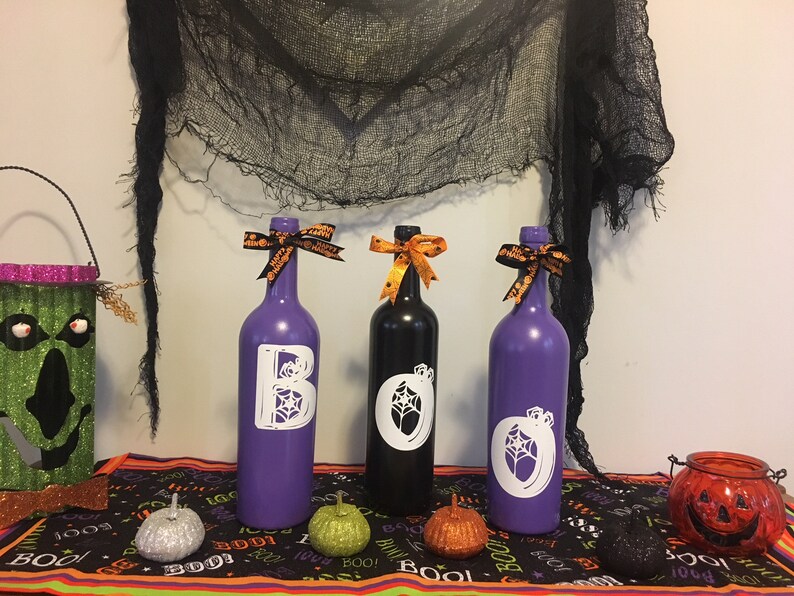 Halloween Wine Bottle Decor, Boo, Home Decor, Decor, Halloween Decor ...
