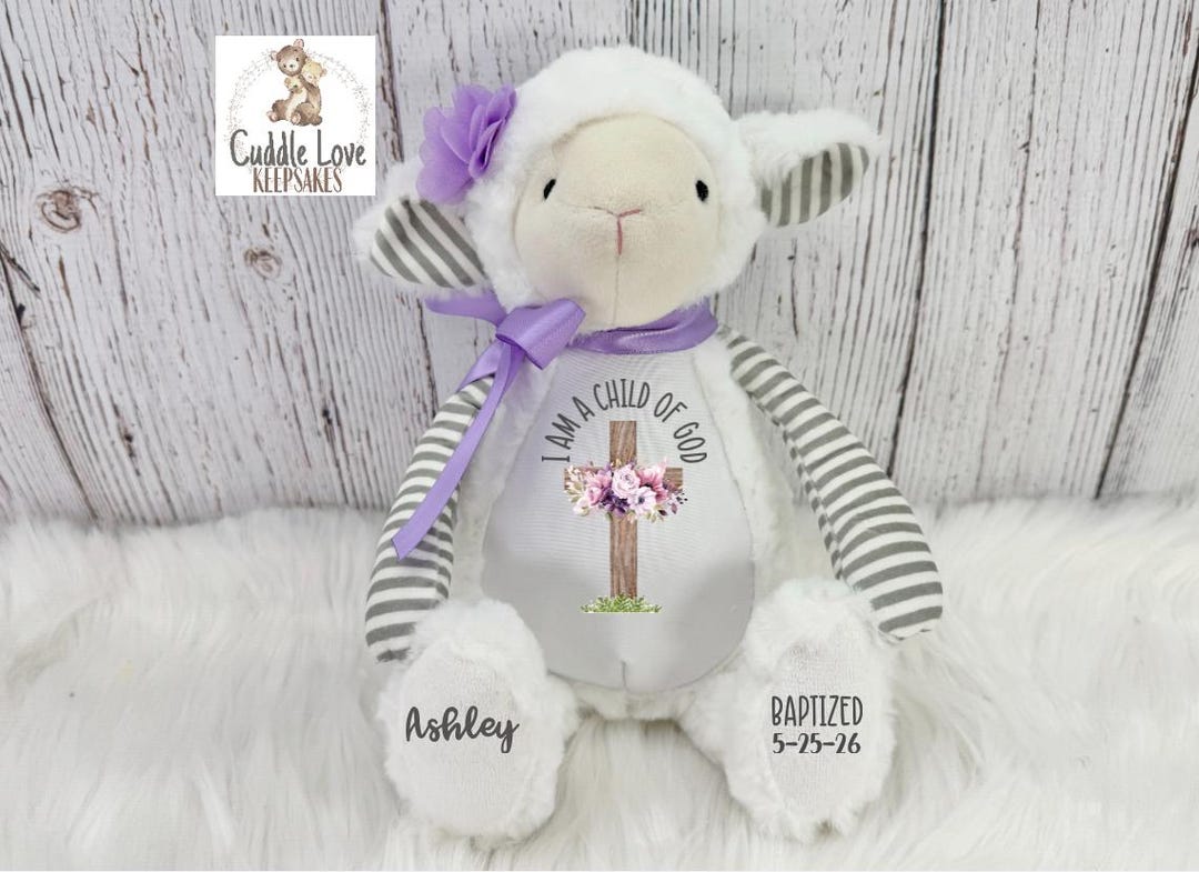 Baptism Lamb, Personalized Baptism Gift, Stuffed Animal Lamb Sheep ...