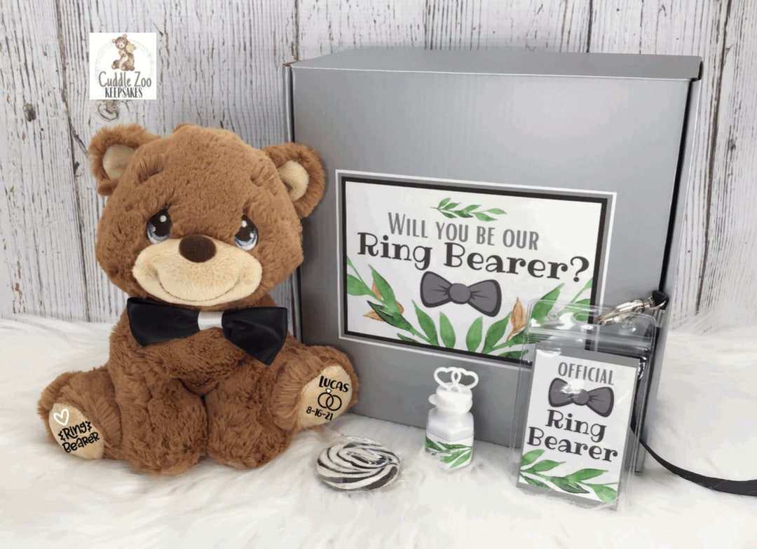 Ring Bearer Proposal Gift Box, Teddy Bear Ring Bearer Gift, Custom Ring ...