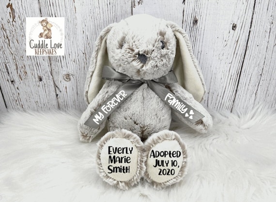 Adoption Bunny Rabbit Stuffed Animal Personalized Adoption | Etsy