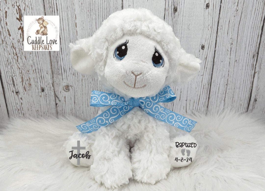 Baptism Lamb, Personalized Baptism Gift, Stuffed Lamb Baptized Gift ...
