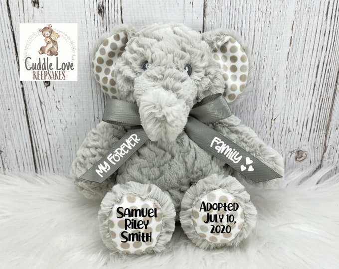 Adoption Elephant Stuffed Animal, Personalized Adoption Gift, Custom ...