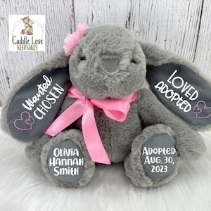 Adoption Bunny Rabbit Stuffed Animal, Personalized Adoption Gift ...