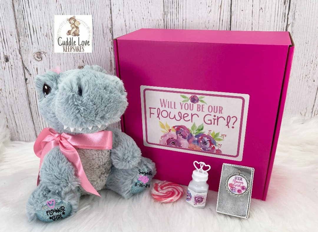 Flower Girl T-rex Dinosaur Proposal Box, Ring Bearer Proposal, Custom ...