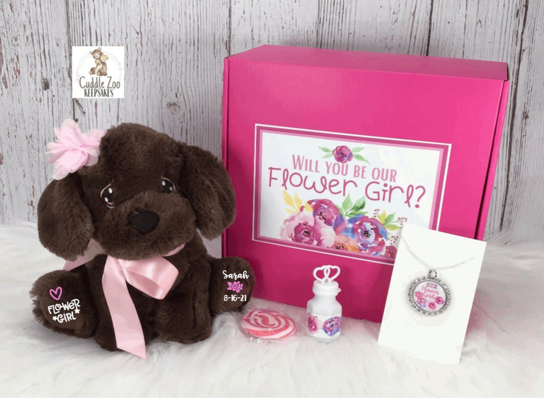Flower Girl Proposal Gift Box, Puppy Dog Wedding Party Gift, Custom ...