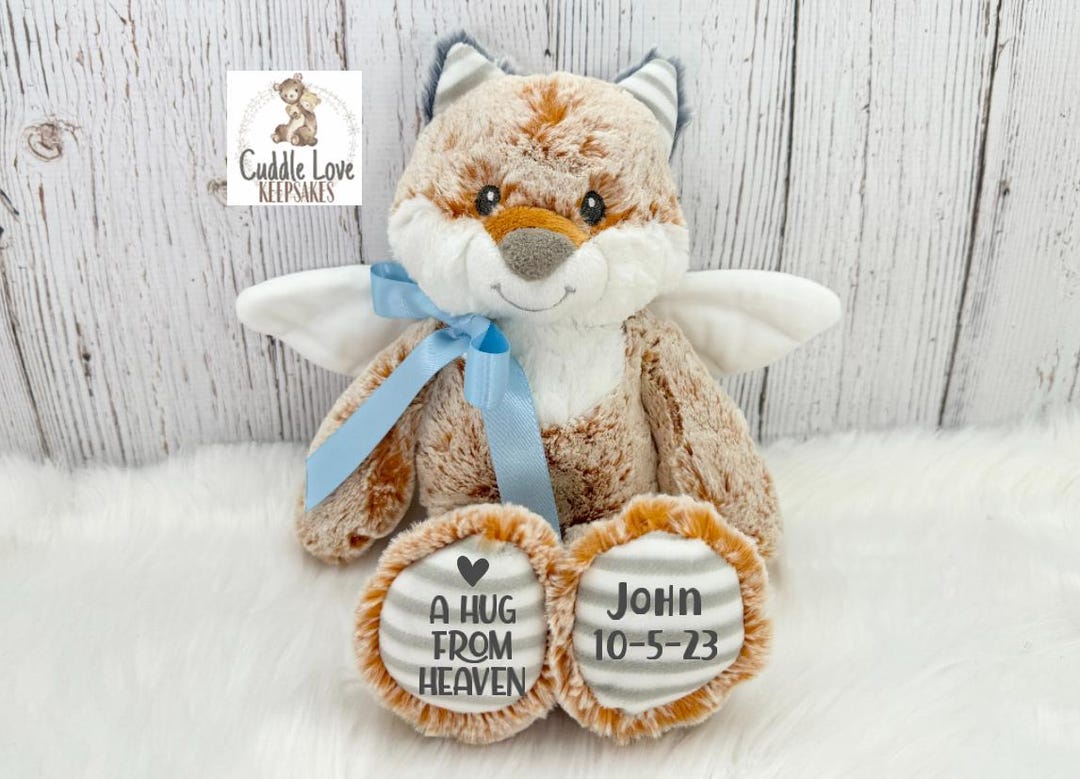 Memory Gift, Memorial Gift Stuffed Animal Plush Fox, Angel Wings ...