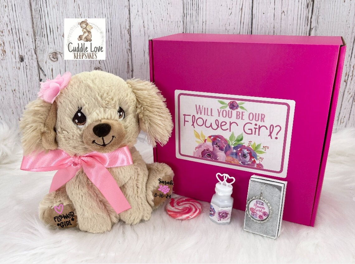 Ring Bearer Proposal Gift Box, Cocker Spaniel Flower Girl Gift, Custom ...