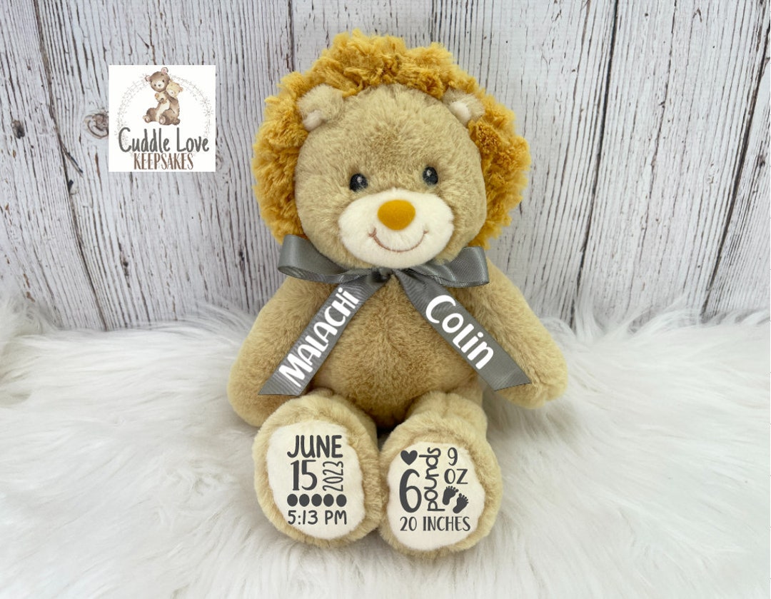 Lion Birth Stats Stuffed Animal, Personalized Plush Lion Birth ...