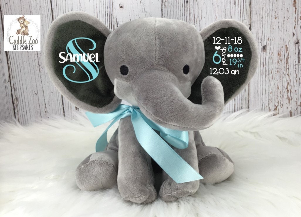Baby Boy Birth Stats Elephant Newborn Birth Announcement | Etsy