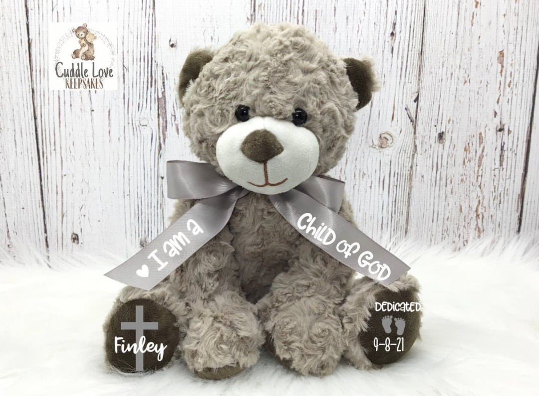 DEDICATION Teddy Bear, Personalized Dedication Stuffed Animal, Custom ...