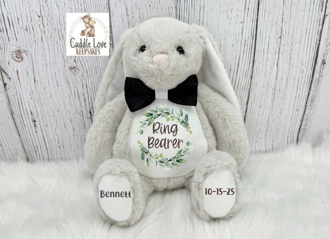 Ring Bearer Bunny Stuffed Animal, Ring Bearer Proposal, Personalized ...