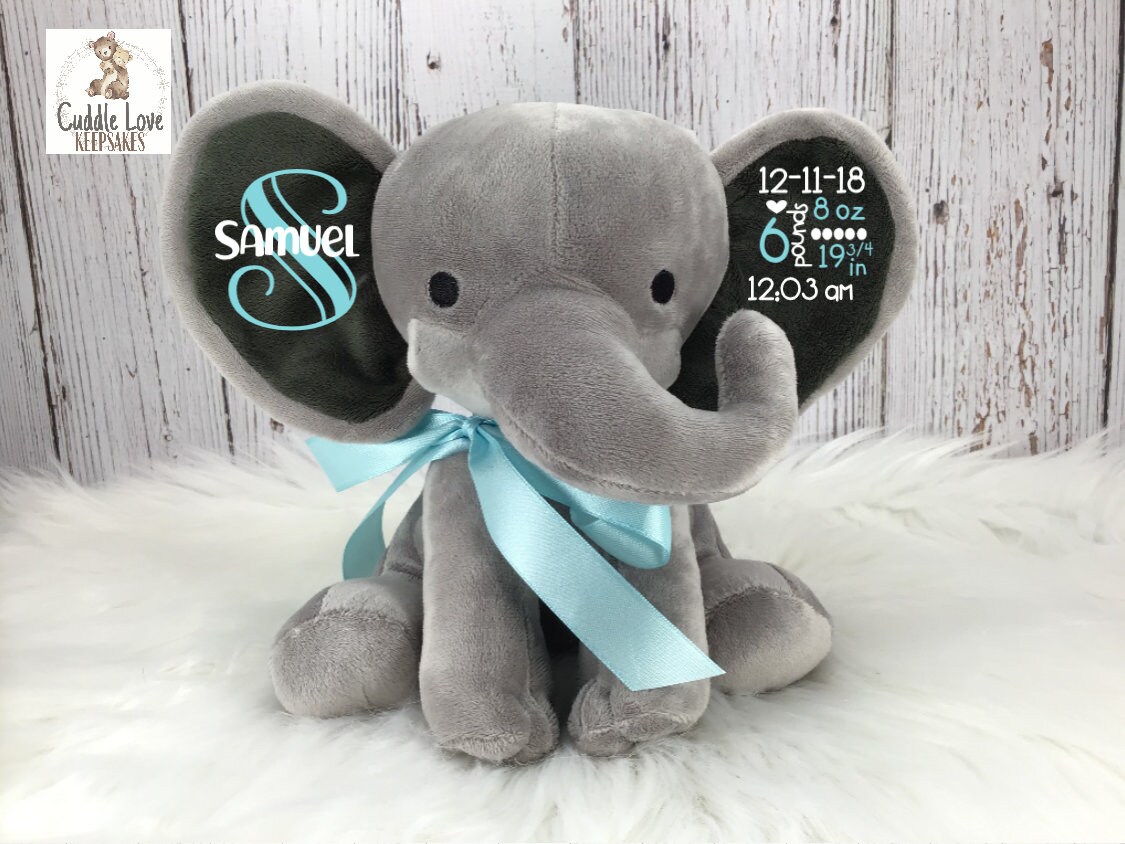 Baby Boy Birth Stats Elephant Newborn Birth Announcement | Etsy