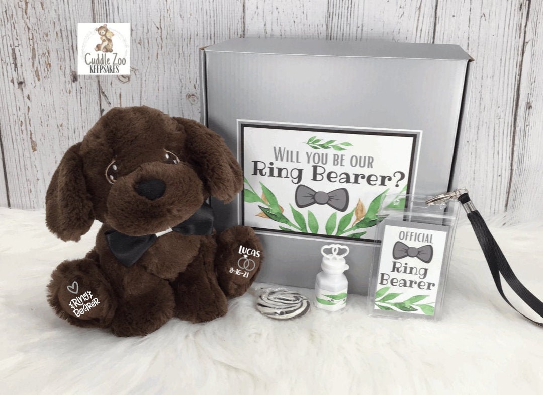 Ring Bearer Proposal Gift Box, Chocolate Lab Puppy Dog Ring Bearer Gift ...