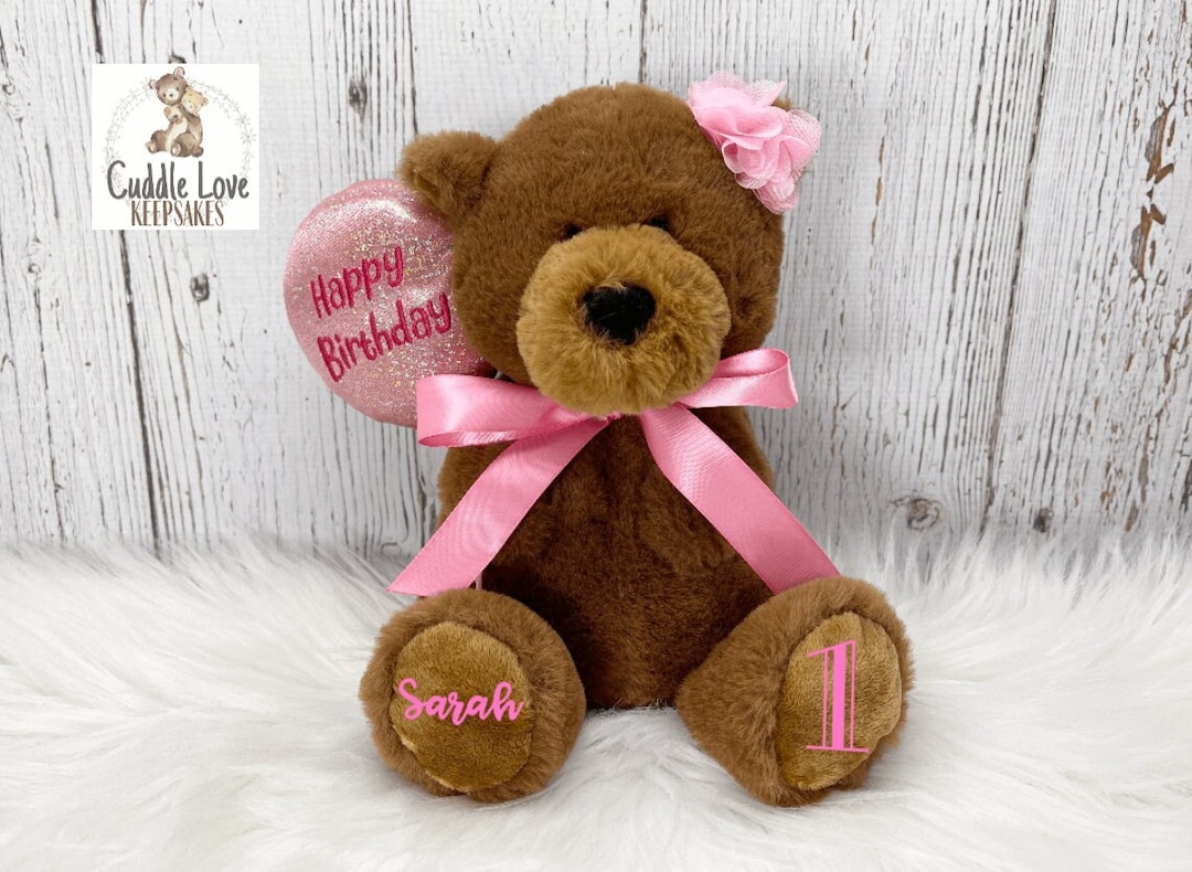 Happy Birthday Teddy Bear, Personalized Birthday Bear, First Birthday ...