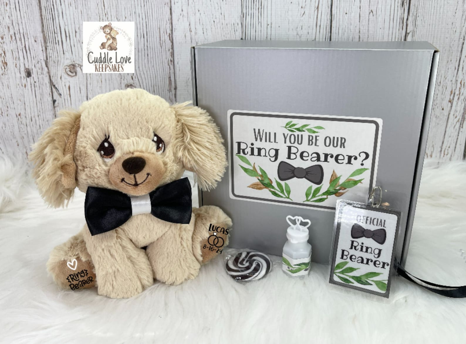 Ring Bearer Proposal Gift Box, Cocker Spaniel Flower Girl Gift, Custom ...