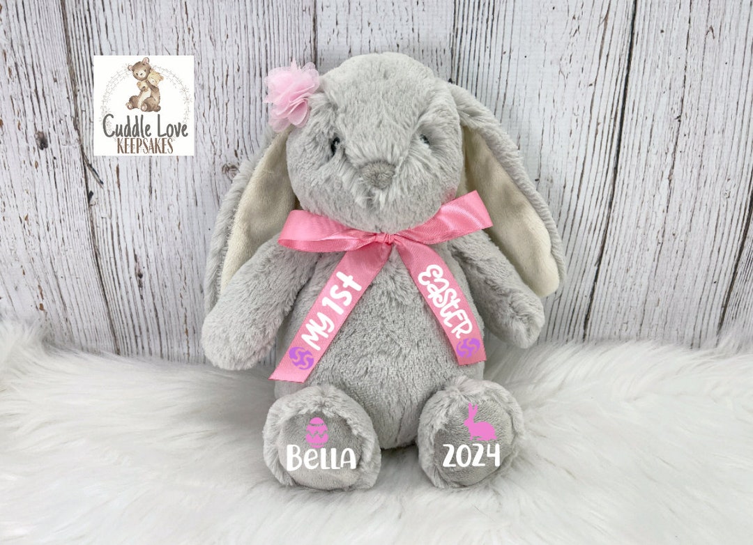 1st Easter Bunny Rabbit, Custom 1st Easter Stuffed Animal, Happy Easter ...