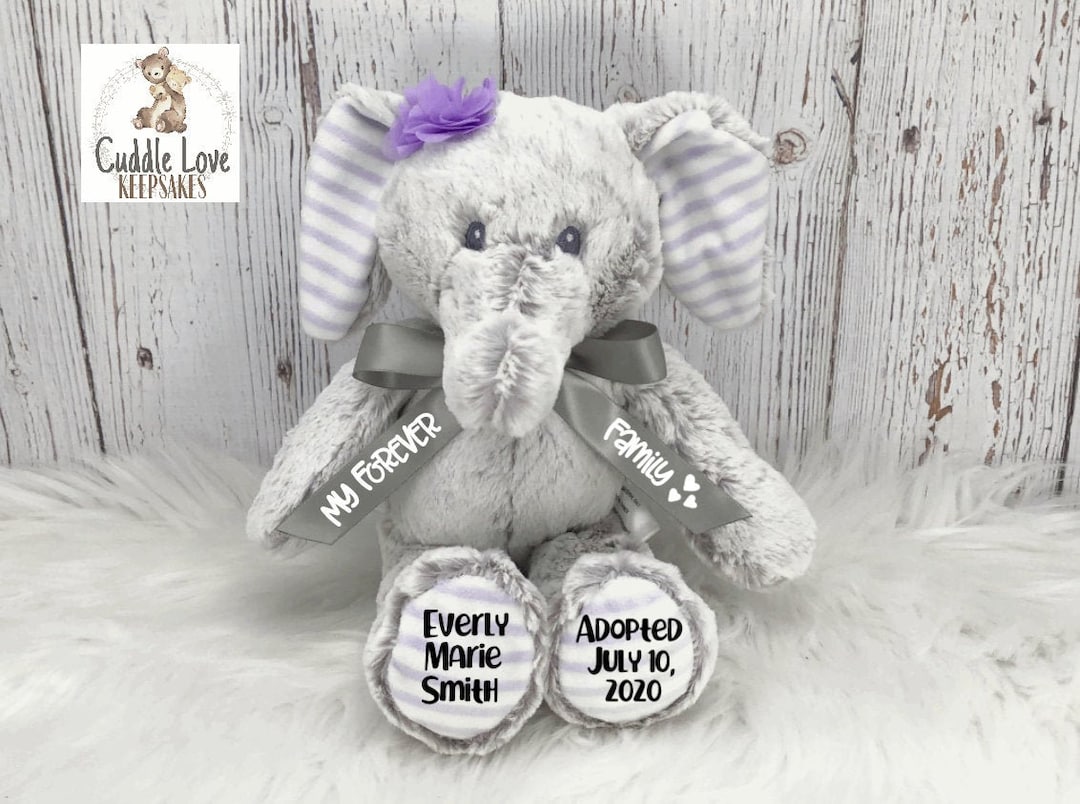 Adoption Elephant Stuffed Animal, Personalized Adoption Gift, Custom ...
