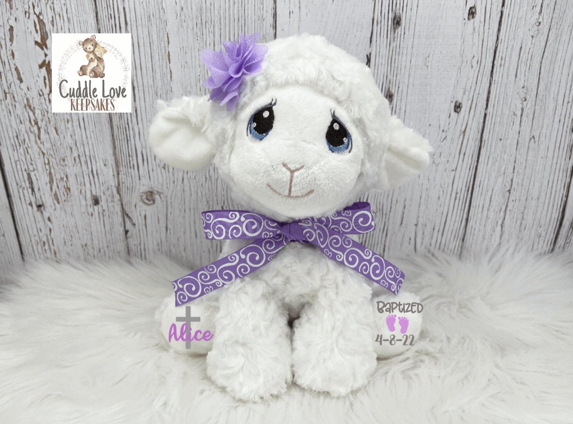 Baptism Lamb Personalized Baptism Gift Stuffed Lamb Baptized - Etsy