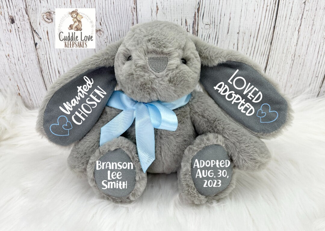 Adoption Bunny Rabbit Stuffed Animal, Personalized Adoption Gift ...